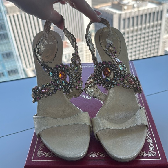 Rene Caovilla | Shoes | Rene Caovilla Elegant Gold Embellished Womens ...